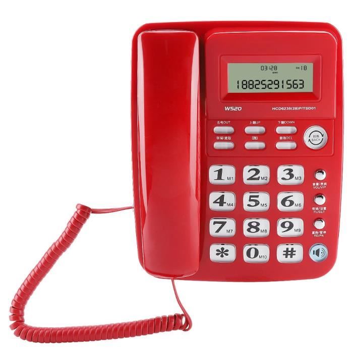 Fdit Téléphone fixe domestique W520 Téléphone Fixe sans Fil Domestique ...