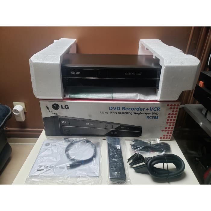 COMBINE MAGNETOSCOPE LG RC388 GRAVEUR DVD LECTEUR ENREGISTREUR CASSETTE ...
