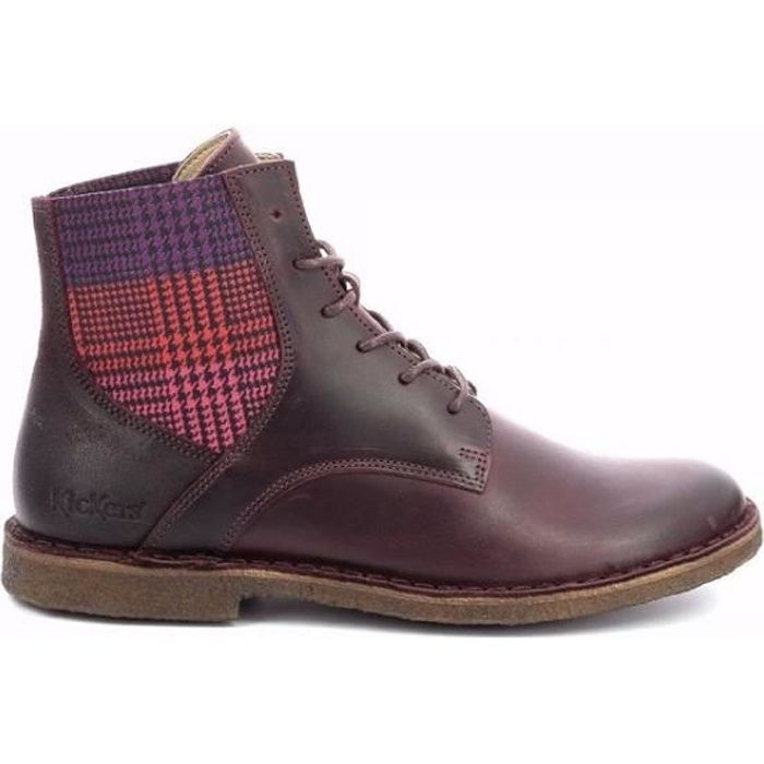Bottines Femme - Kickers Titi - Cuir Lisse - Rouge/Bordeaux Bordeaux ...