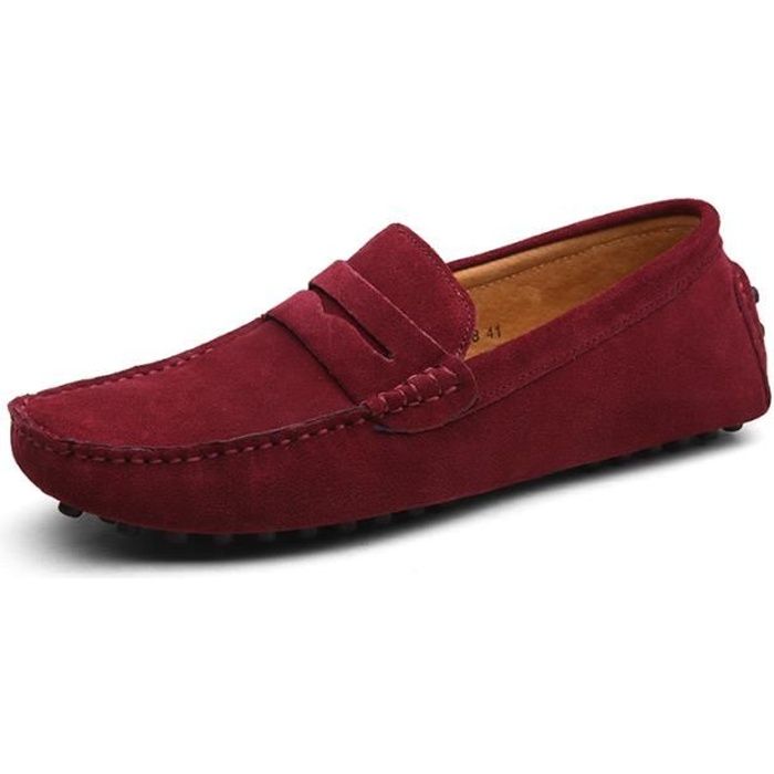 Mocassin Cuir Chaussure Homme - Rouge Rouge - Cdiscount Chaussures