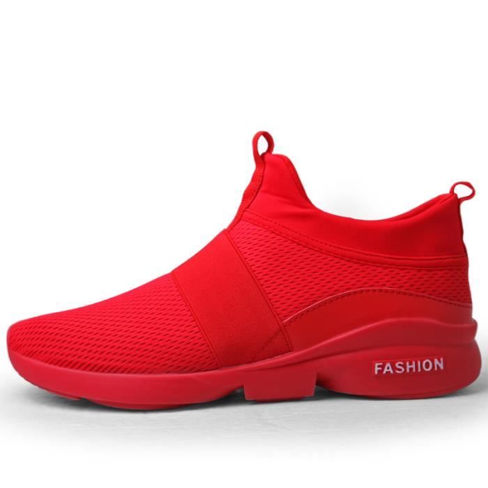 Baskets Homme Chaussures De Sport Mesh Masculines Respirante Rouge ...