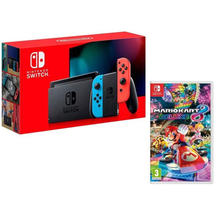 Nintendo Switch Rouge Bleu Néon 32go [nouveau Modèle V2] Super Mario