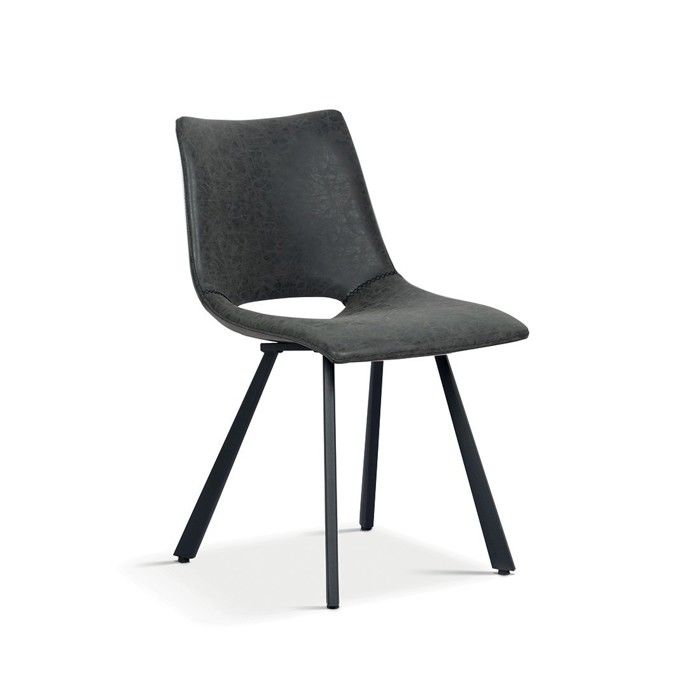 Chaises de salle à manger en cuir PU noir MIMI - PRICE FACTORY ...