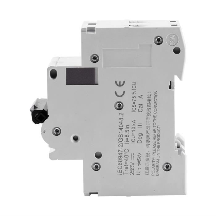 Disjoncteur - QQMORA - C65H-DC - 2P - 250V DC - Protection contre surcharges et courts-circuits ...