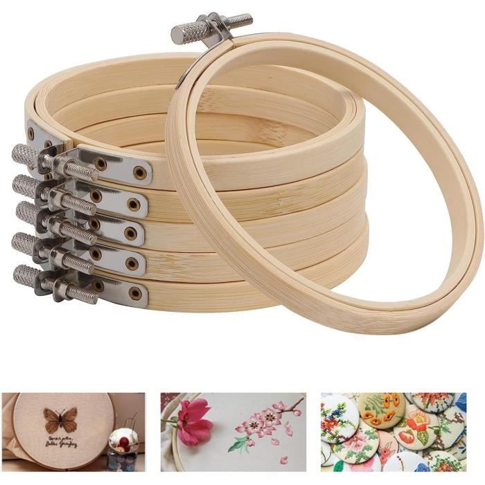 6 Pièces Cerceaux de Broderie Cadre à Broder en Bambou Arceau de ...