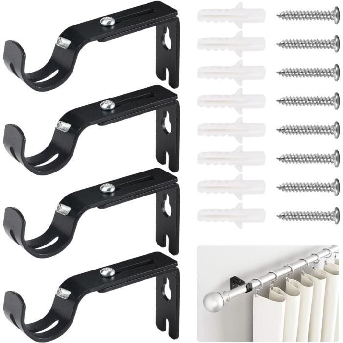 Lot de 4 Support Tringle Rideaux Plafond en Métal, Support Rideau ...