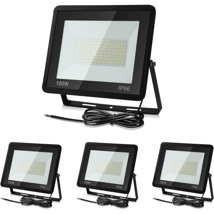 Izrielar Projecteur extérieur LED 100W, 4 projecteurs LED 3000K ...