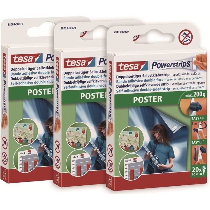 Tesa Powerstrips POSTER 3 Lots de Bandes adhésives Double-Face pour ...