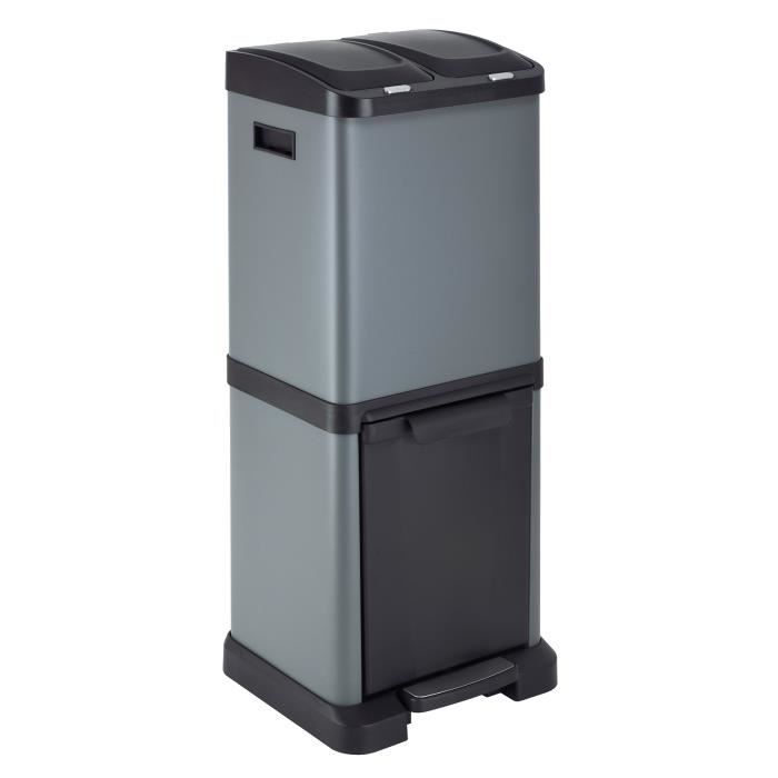SVITA Poubelle 2x8L + 16L Poubelle de tri sélectif Gris - Cdiscount Maison