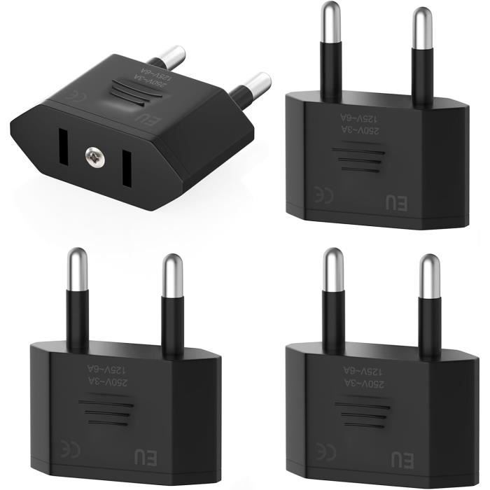 4 Pièces Adaptateur Prise Usa, Us To France Adapter, Fiche D'Adaptation ...