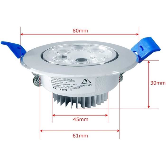 Lot De 20 Spots Encastrables Led 5 W Aluminium Pour Salle De Bain
