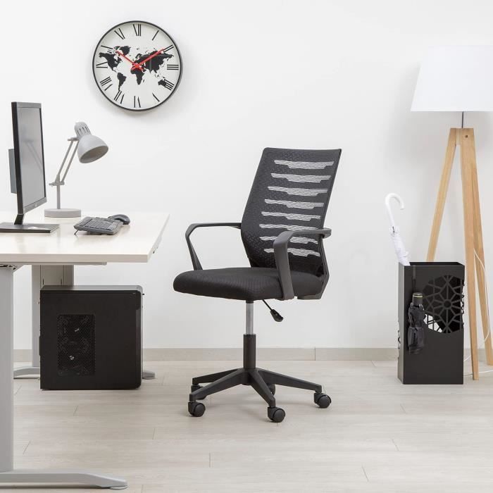 Chaise De Bureau Avec Roues Et Accoudoirs, Dossier Ergonomique En Nylon ...