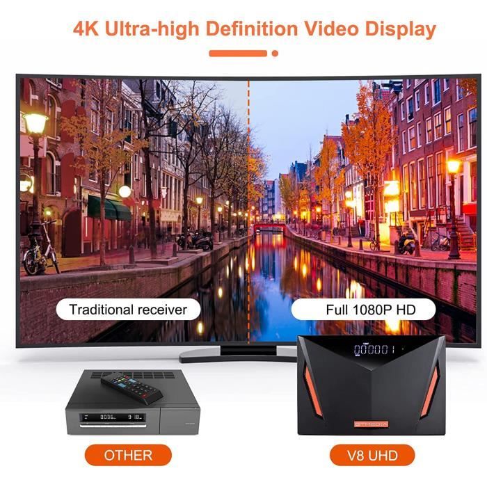 V8 UHD Récepteurs Satellite 4K DVB-S-S2-S2X+T-T2-Cable-ATSC-C,Décodeur ...