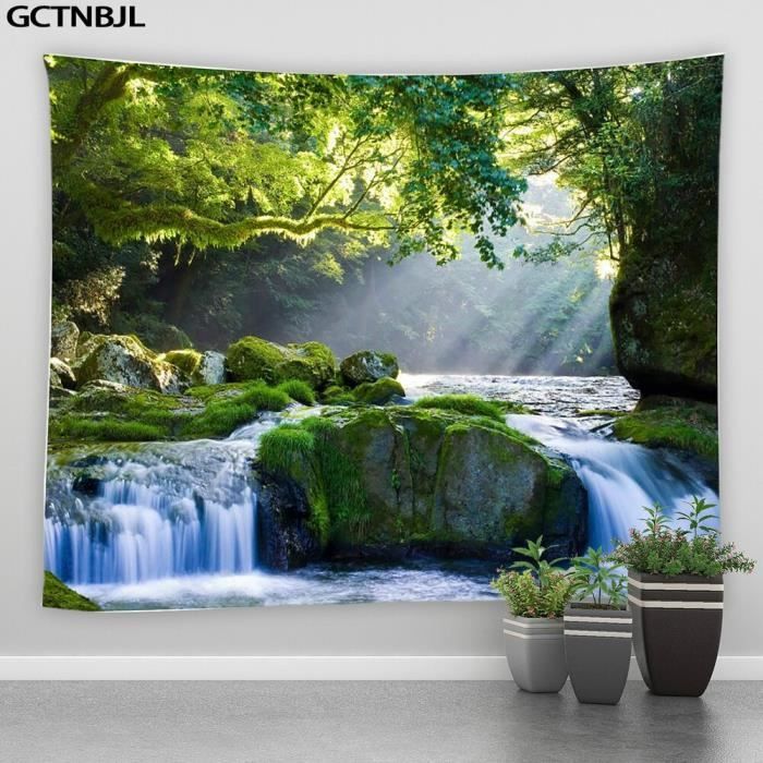 Papier peint Deco,Tapisserie de paysage naturel de cascade, tapis de ...