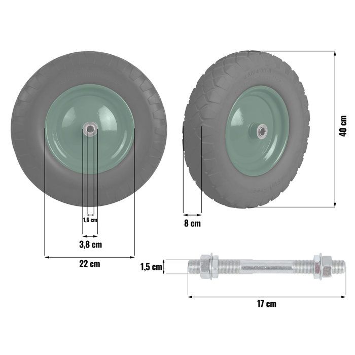 Roue de brouette tubeless 4.00-8 noir-vert Humberg - Cdiscount Jardin