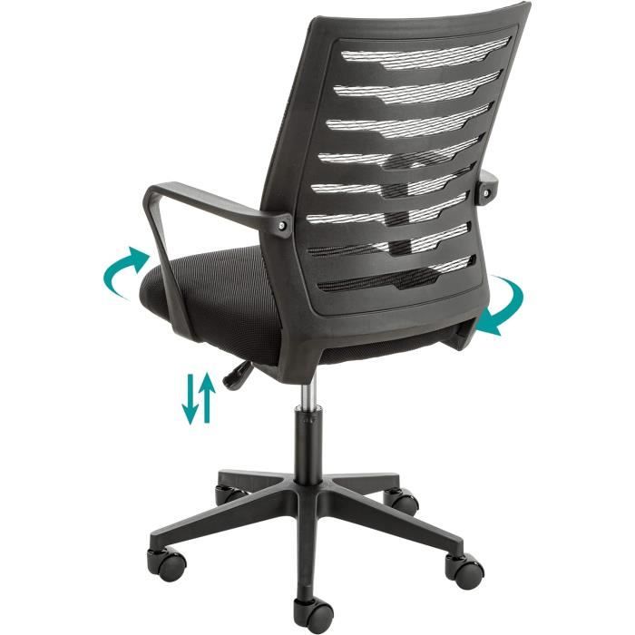 Chaise De Bureau Avec Roues Et Accoudoirs, Dossier Ergonomique En Nylon ...