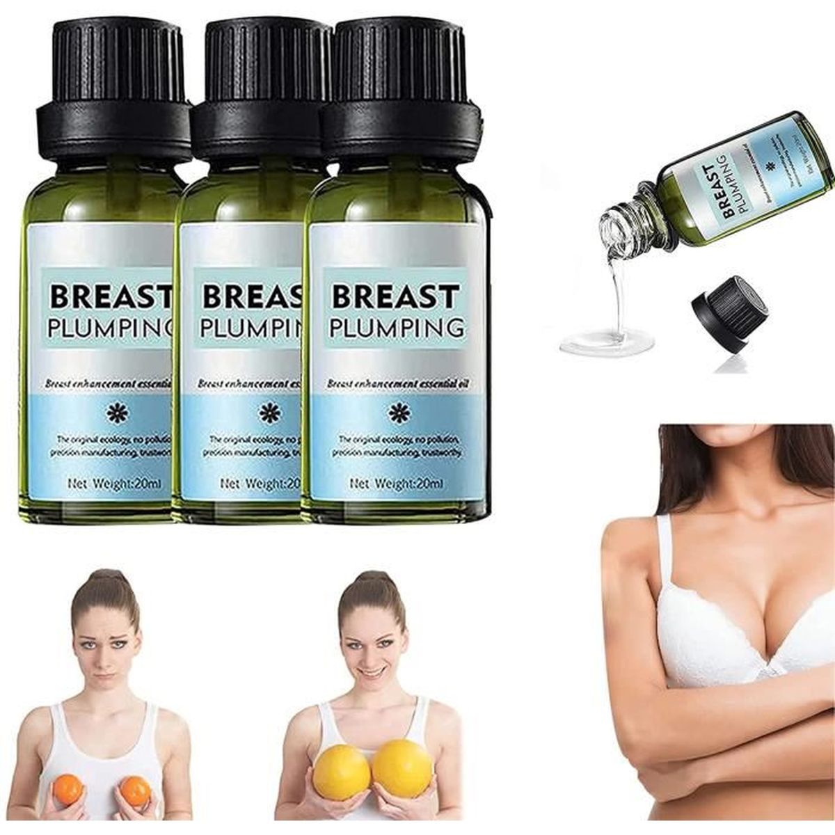 Korean Bust Massage Oil,Breast Plumping Oil,20ml Herbal Bust Up Essential Oil,Enlargement ...