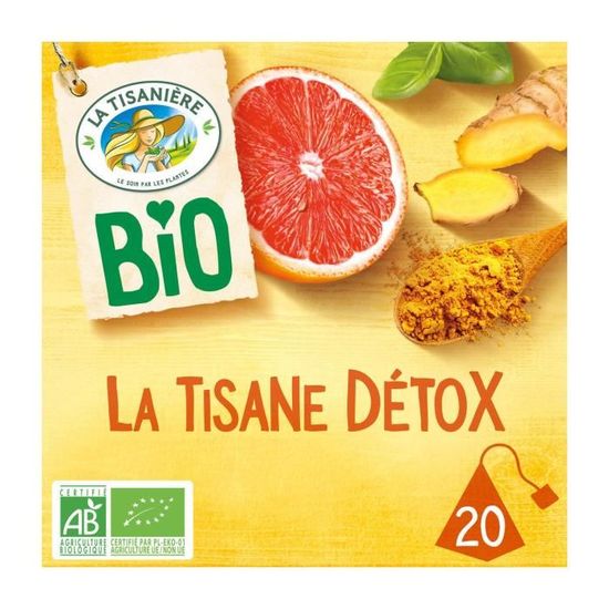 LOT DE 5 - LA TISANIERE - Infusion Bio Détox - boite de 20 sachets ...