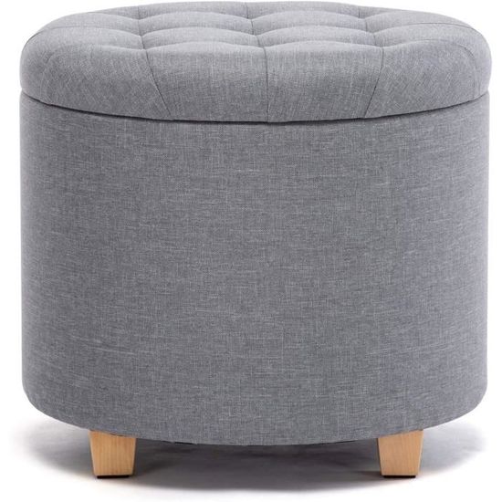 HNNHOME Tabouret de rangement rond LIGHT GREY - Cdiscount Maison