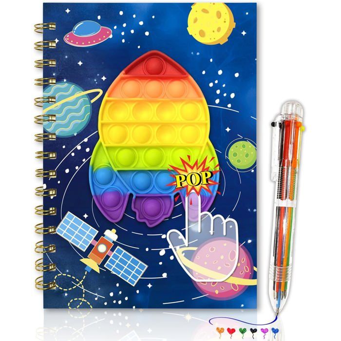 Fusée Journal intime Garçon avec Stylo, 80 Feuilles Ligné Pop It Carnet ...
