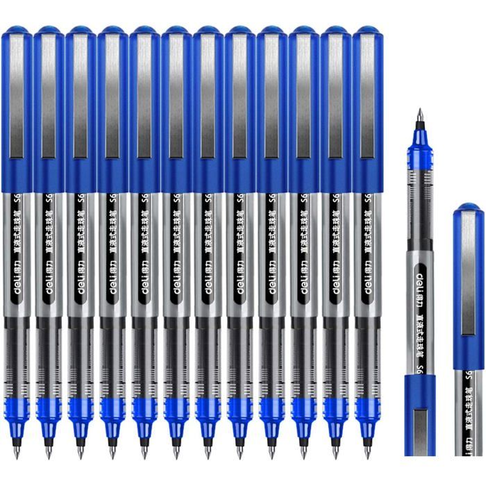 Stylo roller, pointe bleue 0,5 mm, écriture fluide, encre liquide à ...