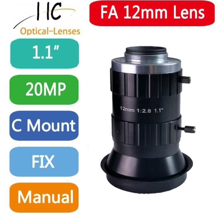 12mm-M4-3-Caméra industrielle HD 20MP FA 1.1 pouces, objectif de Vision fixe c-mount Machine ...