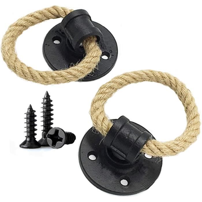 2 pièces Poignée en fer forgé de corde de chanvre vintage poignées de ...