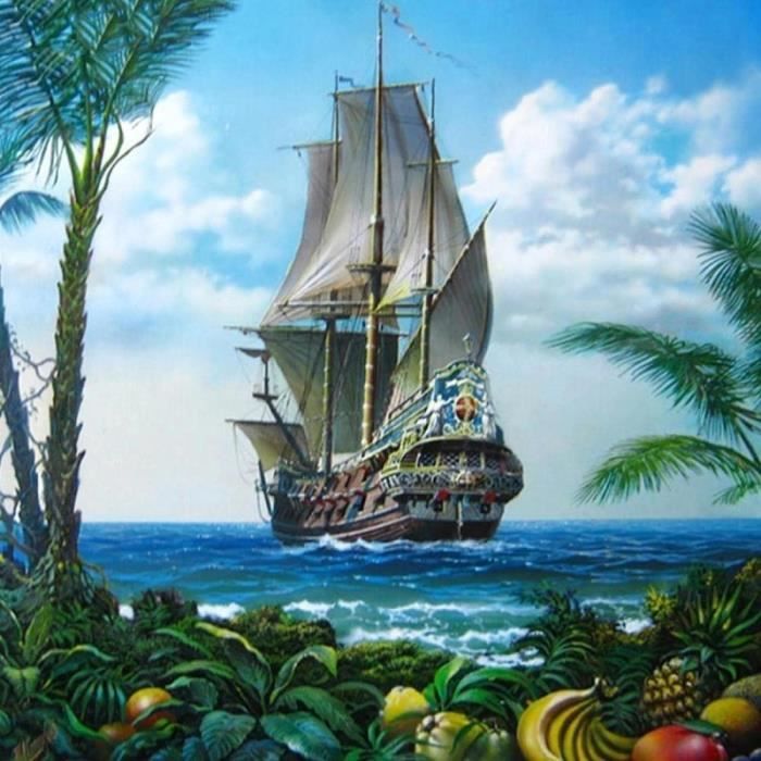 Diamond Painting Voilier,Broderie Diamant Grand Format,5D Diy Diamant ...