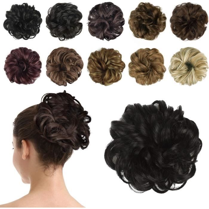 Postiche Chignon Cheveux Naturel Chignon Effet Decoiffe Méchés Bouclé ...
