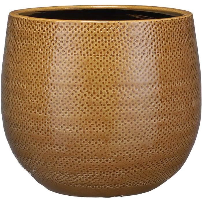 Mica Decorations Gabriel Pot de fleurs céramique rond ocre 20 x Ø 25 cm - Pot de plante[670 ...