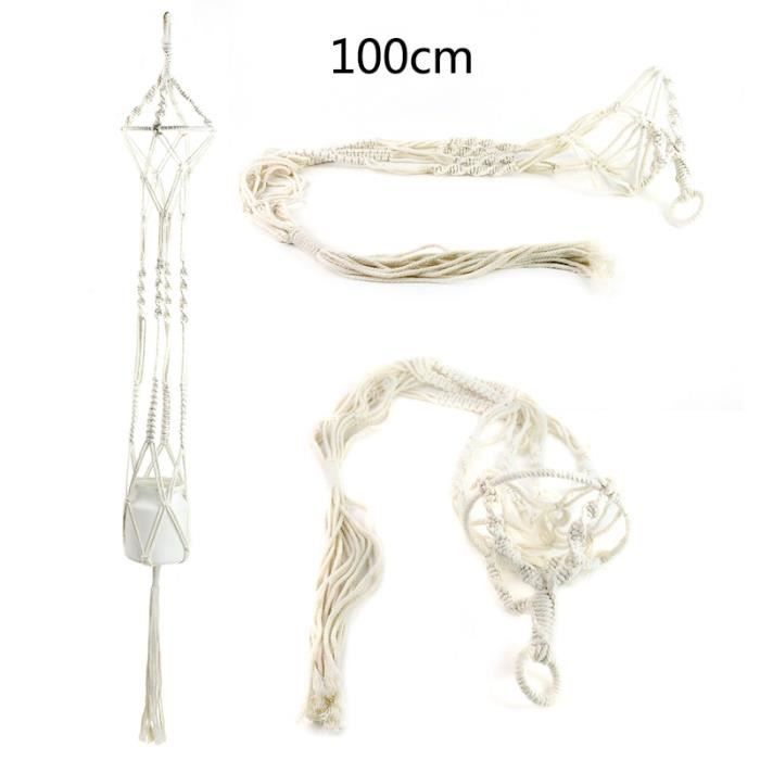Couleur P01-100cm Filet de suspension en macramé tissé à la main, Pot ...