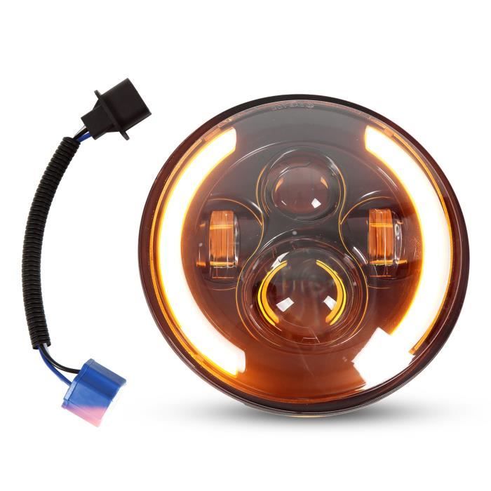 Garosa Phare à LED Phare Rond de Moto, 7 Pouces Halo LED Phare Rond ...