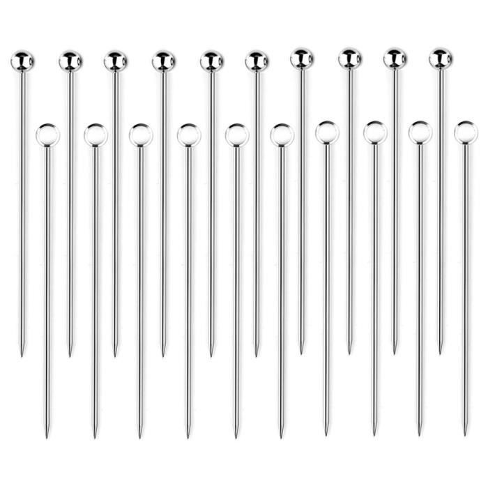 Brochettes à cocktail en inox - JORMFTTE - Pack de 20 - Embouts ...