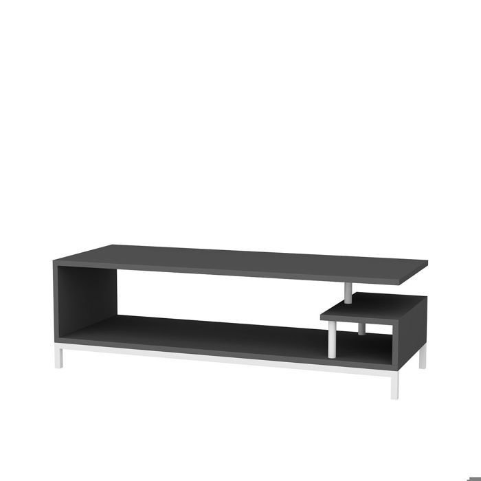 Meuble TV - MENZZO - Kyrisa - 120 cm - Métal Blanc - Bois Anthracite ...
