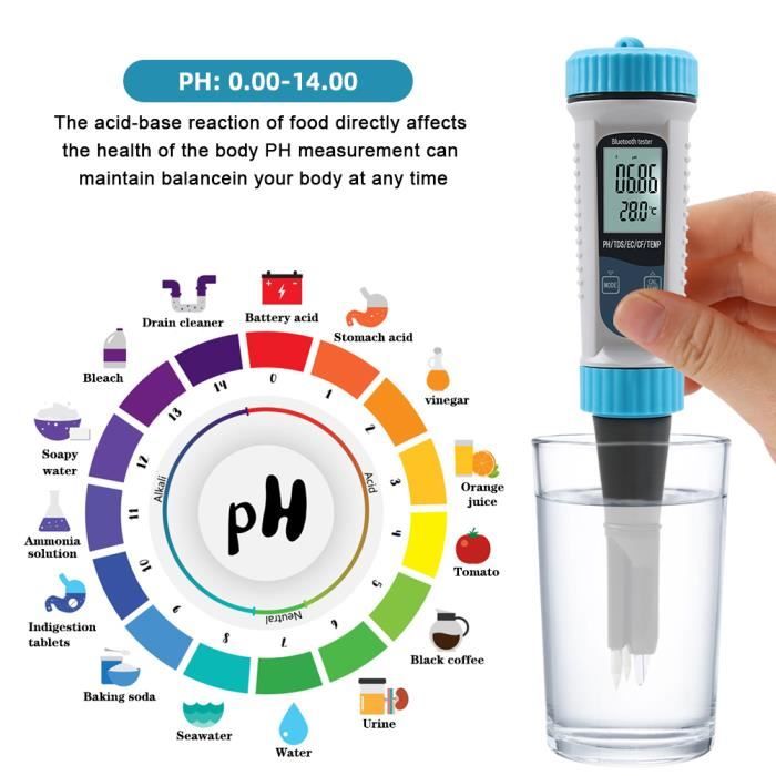 Testeur de pH électronique, pH-mètre avec écran LCD rétroéclairé pour ...