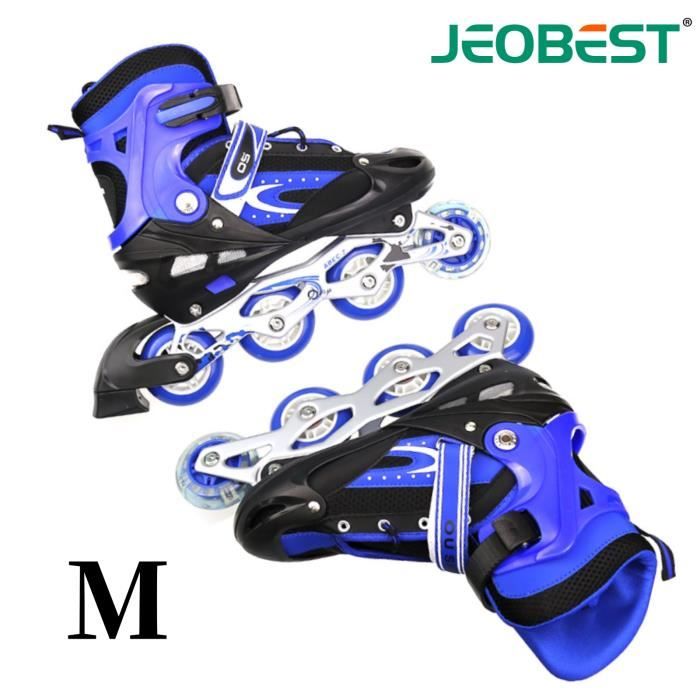 Patins à Roulettes Quad - JEOBEST - Taille M - Bleu - Roues en PVC avec ...