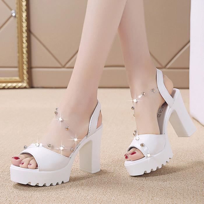 Femmes dames mode Peep Toe plates-formes talons hauts chaussures talons ...