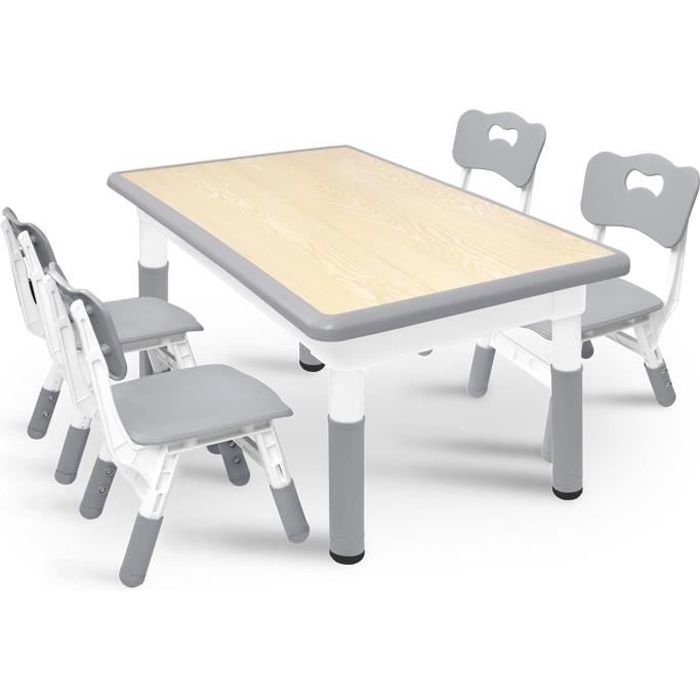 NAIZY Table pour enfants avec 4 chaises ensemble de chaises de table ...