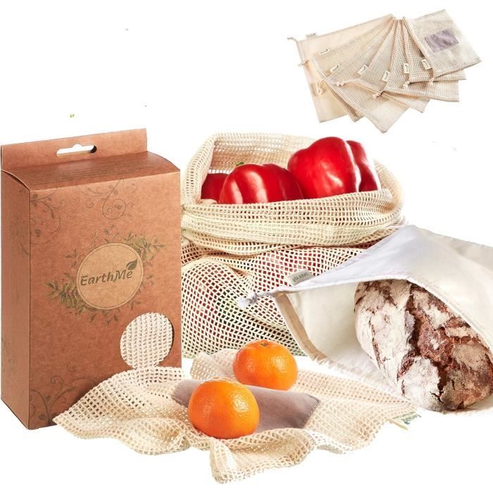 Set De 7 Sachets De Fruits En Sachet De Légumes 100% Coton Incl. Sac À ...