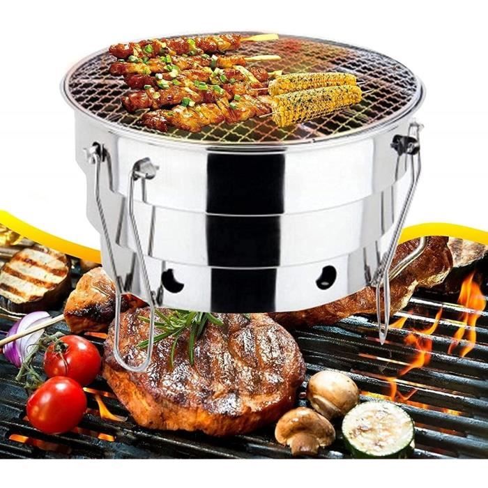 Barbecue Bbq Grill À Charbon Rond Pliable En Acier Inoxydable, Barbecue Combiné, Barbecue Pour ...