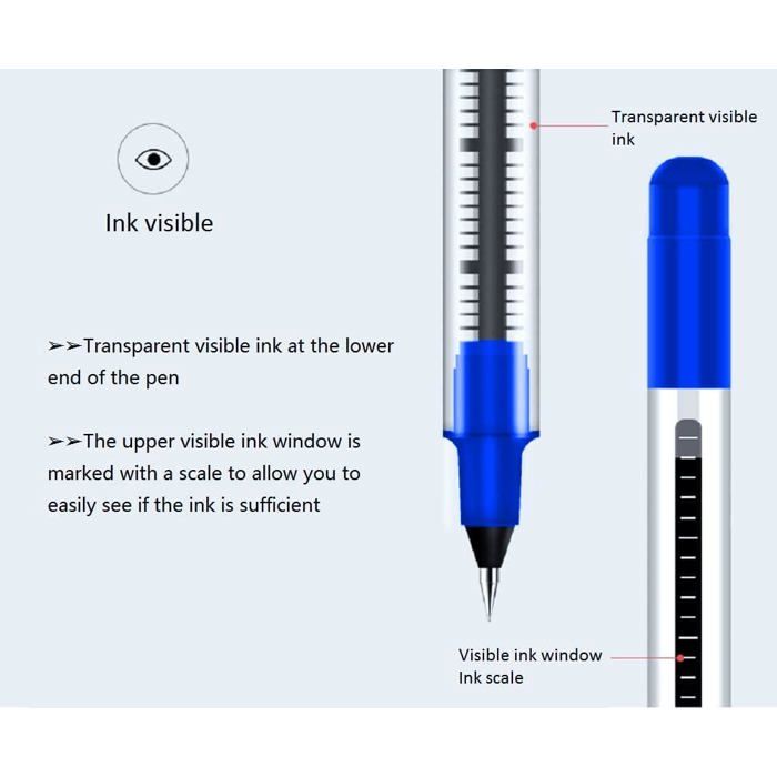 Stylo roller, pointe bleue 0,5 mm, écriture fluide, encre liquide à ...