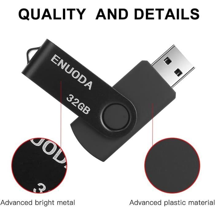 Lot De 2 Clé Usb 32 Go Usb 2.0 Flash Drive Stockage Rotation Disque ...