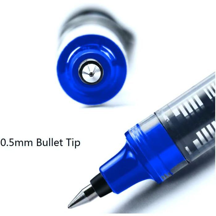 Stylo roller, pointe bleue 0,5 mm, écriture fluide, encre liquide à ...