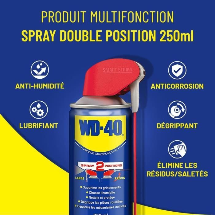 WD 40 Dégrippant en spray double position 250 ml - Cdiscount Auto