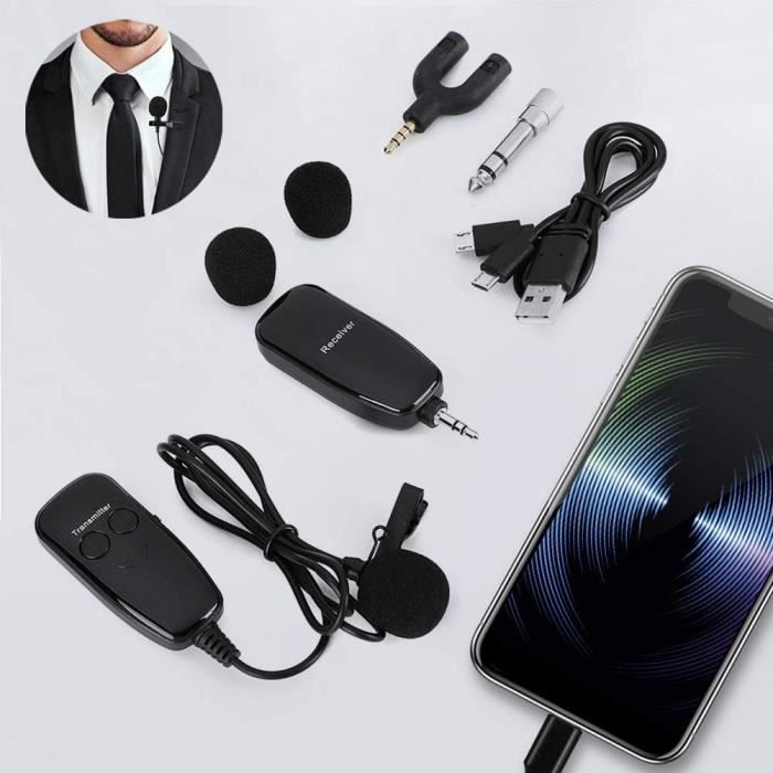 Microphone Sans Fil, Microphone À Pince Sans Fil Uhf Amplificateur Vocal Émetteur Lavalier ...