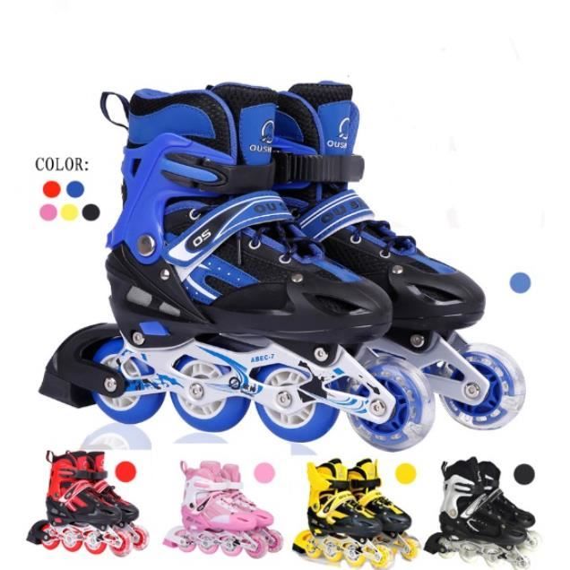 Patins à Roulettes Quad - JEOBEST - Taille M - Bleu - Roues en PVC avec ...
