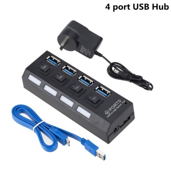 Concentrateur AU 4 ports - séparateur USB HUB 4-7, 3.0 ports, Multi USB, avec interrupteur ...