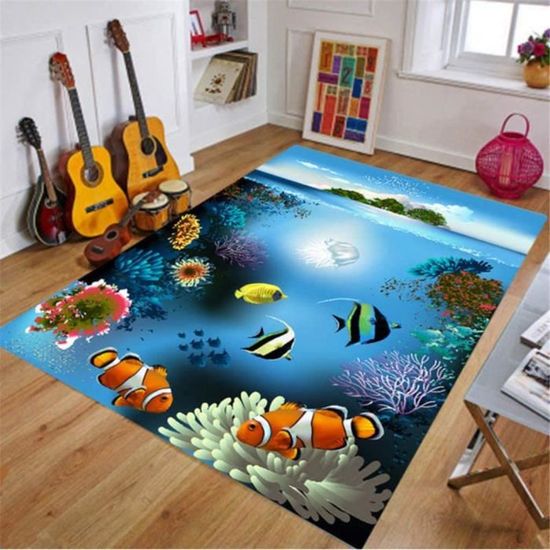 Tapis Belle Île Aux Poissons Colorés sous l'eau Tapis De Chambre À ...