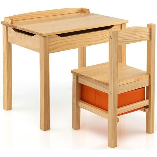 DREAMADE Table Enfants avec Chaise en Bois, Bureau Enfant avec Design à ...