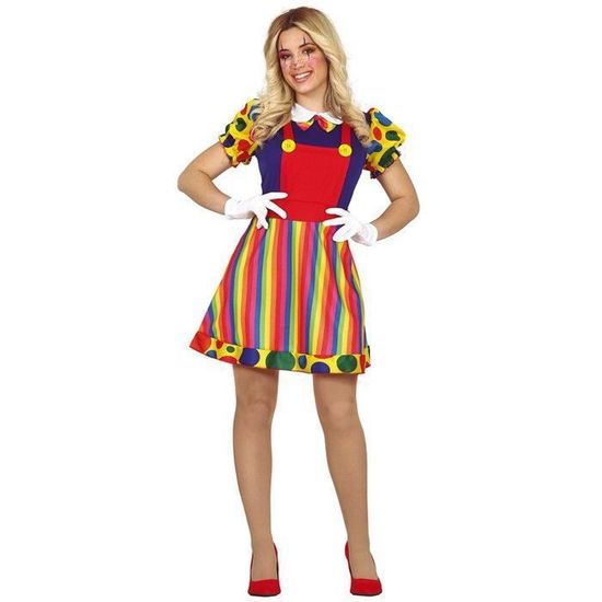 DÉGUISEMENT CLOWN SPECTACLE SALTIMBANQUE FEMME L Multicolore ...